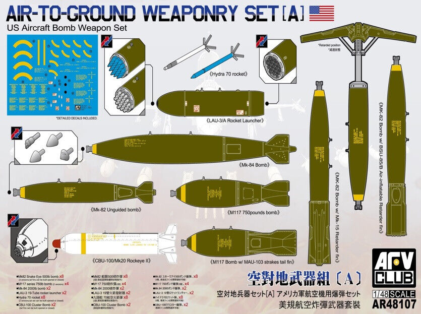 1/48 U.S. Modern Air-to-Ground Weaponry Set (A) AFV Club AR48107 ...
