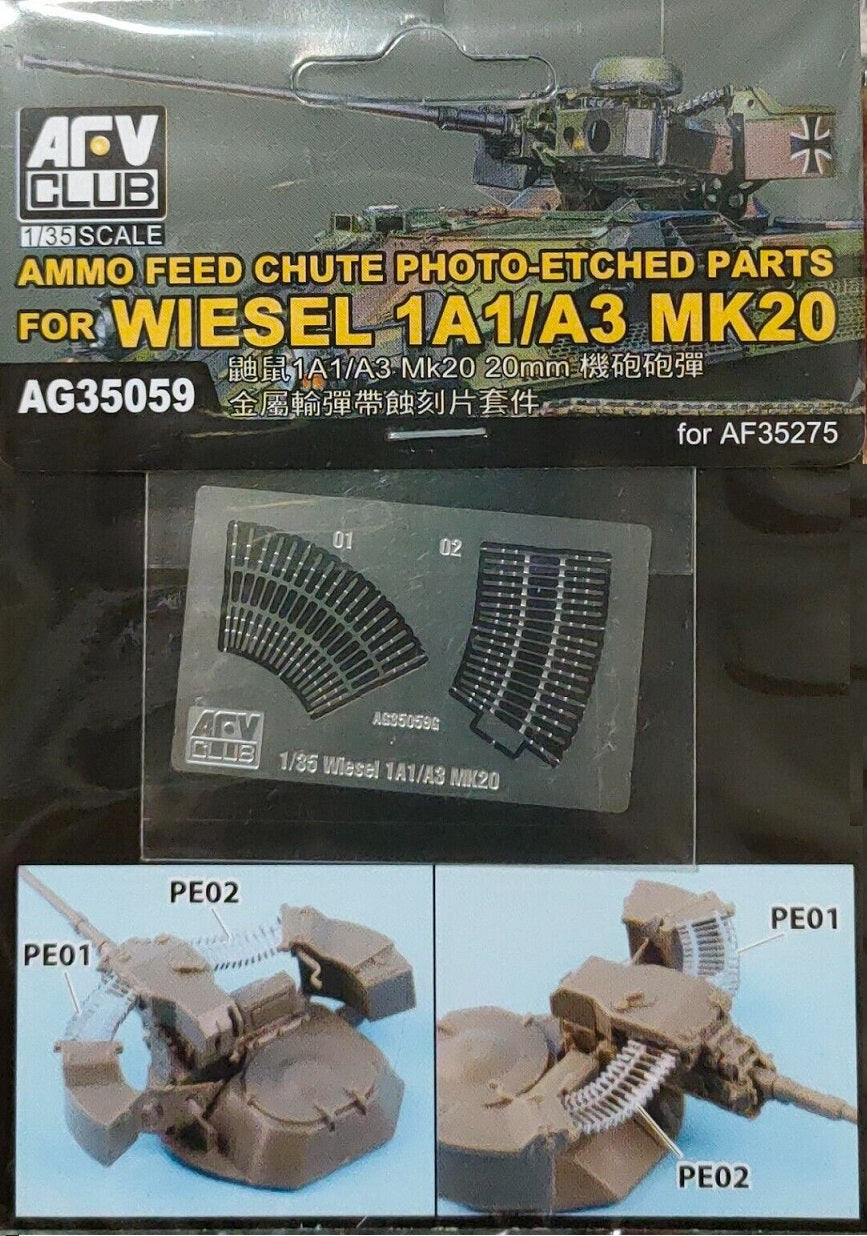 1/35 7.62mm MG & 40mm Feed Chute etching set for Wiesel AFV CLUB AG350 ...