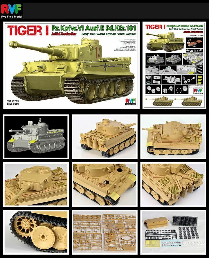 Rye Field RM5001U 1/35 Tiger I Pz.Kpfw.VI Ausf.E Sd.Kfz.181 w/ Moveabl ...